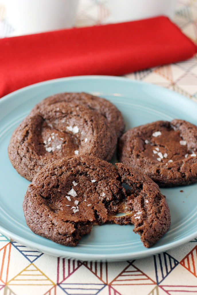 Ooey Gooey Dark Chocolate Cookies with Caramel | Food Gal