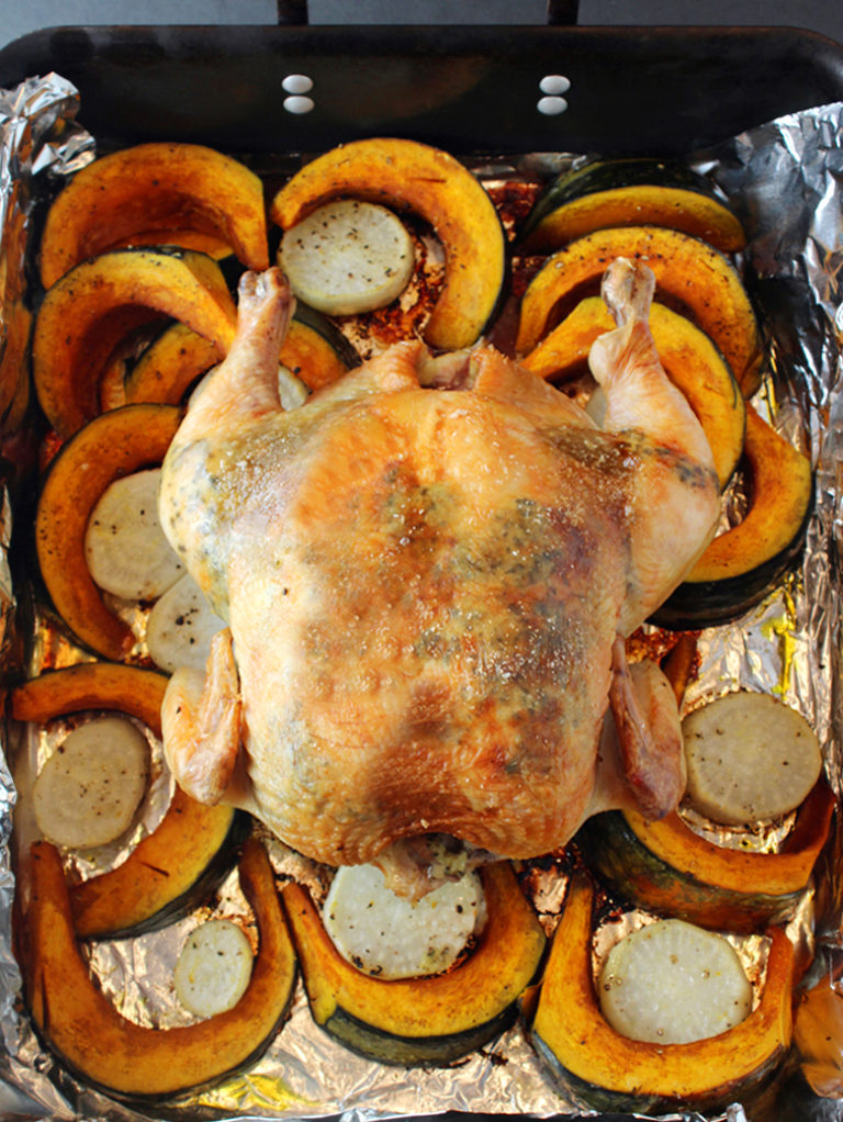 Kombu Roast Chicken with Kabocha Squash and Daikon | Food Gal