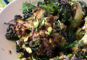 Roasted Romanesco with Pistachios and Fried Caper Vinaigrette | Food Gal